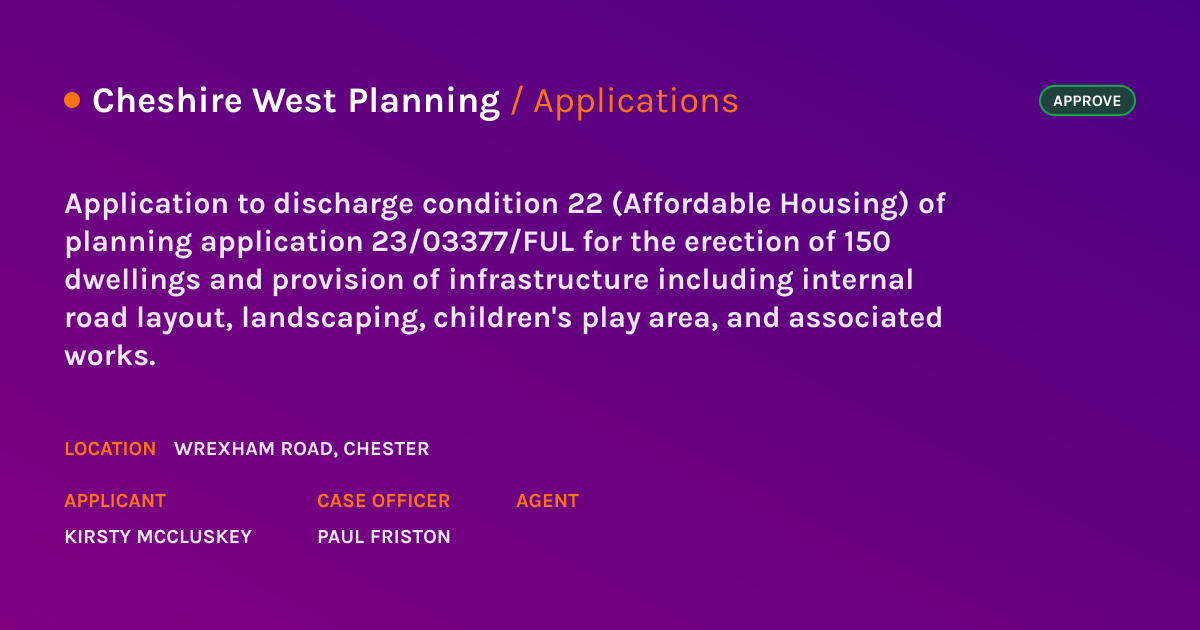 Planning Application 25/01816/DIS Details — Cheshire West